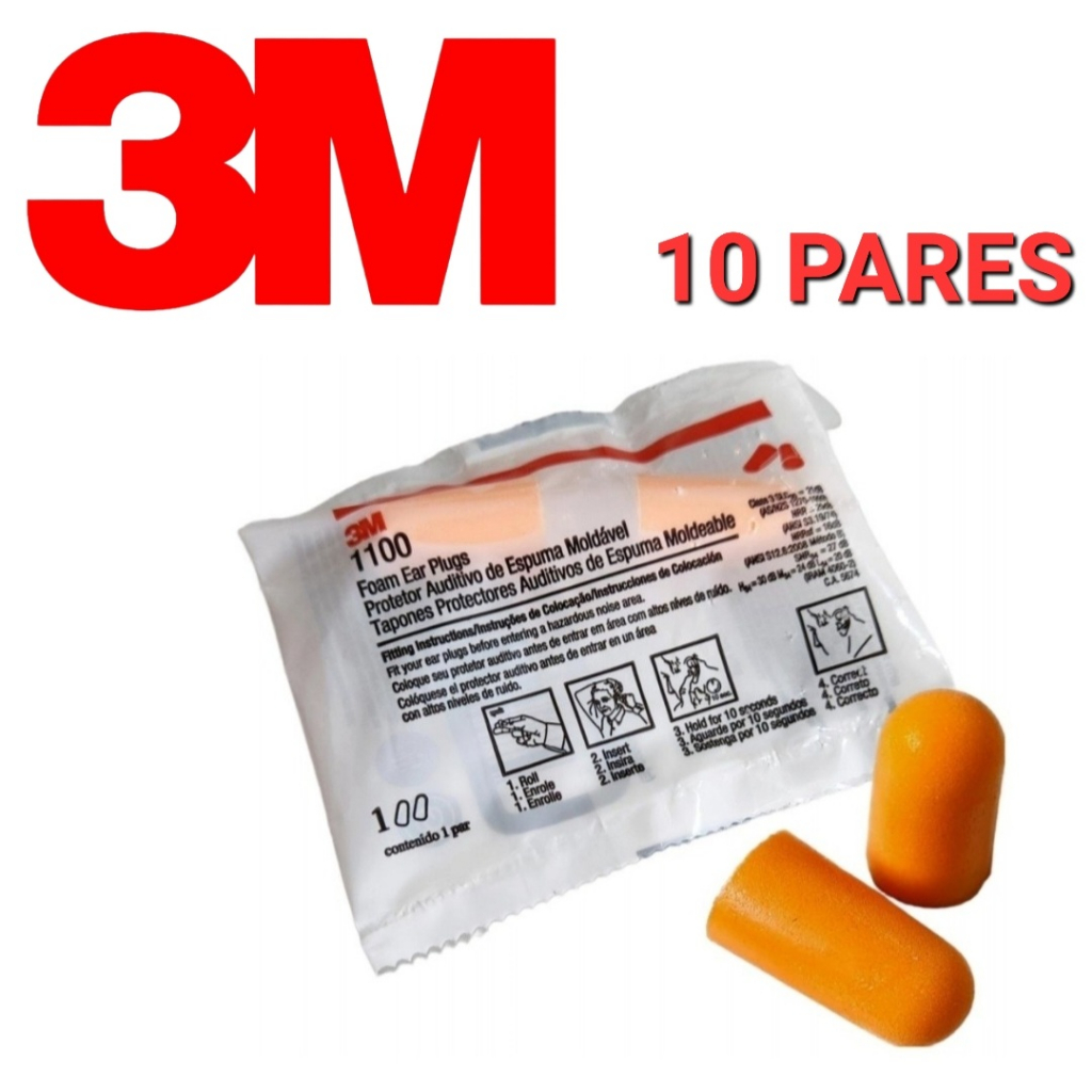 Protetor Auricular De Espuma 3m Ouvidos Abafador Kit Com 10 Pares | Shopee Brasil