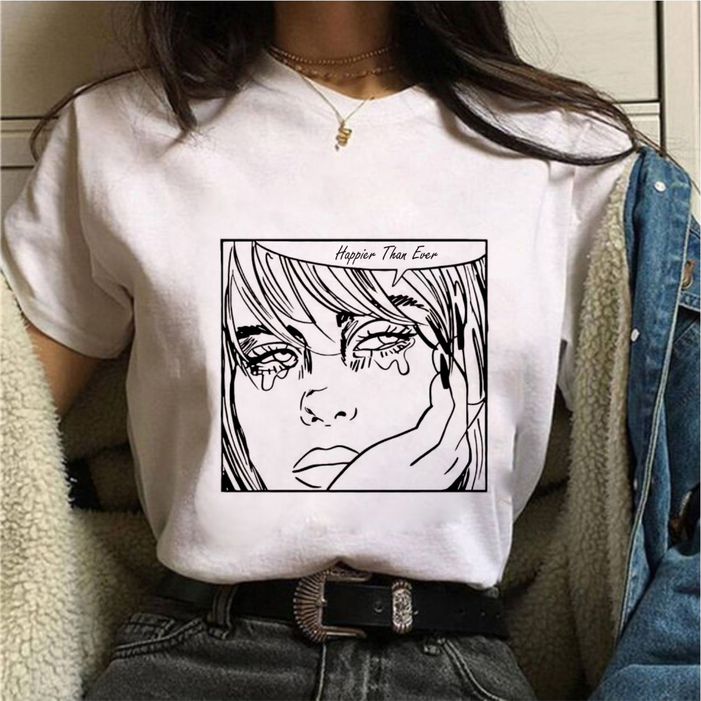 Camiseta Billie Eilish Happier Than Ever Unissex Camisa Cantora