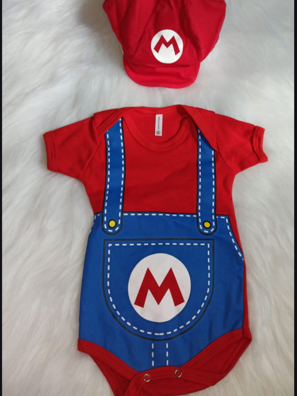 Body Mario Bros bebe + boina mesversario tematico menino | Shopee Brasil