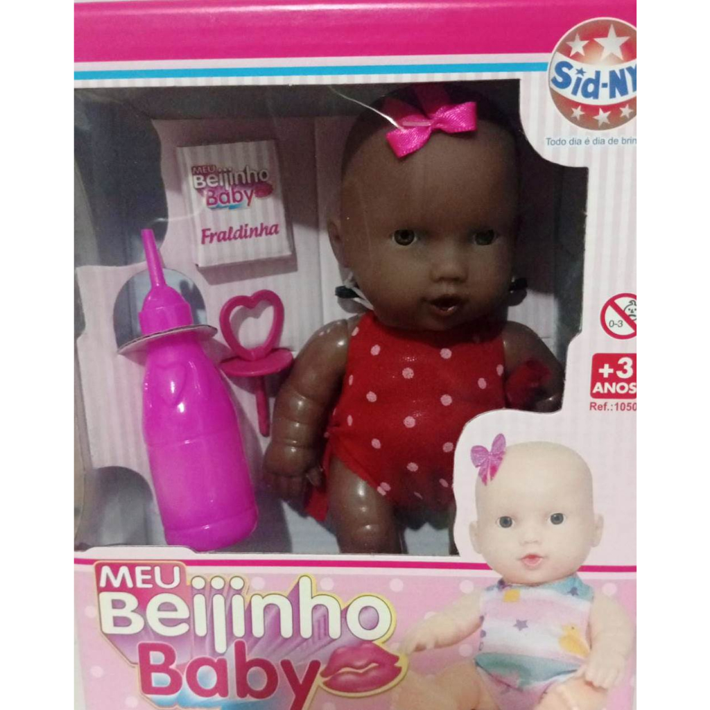Brinquedo Infantil Boneca meu beijinho baby negra Tam aproximado 18 Cm ...