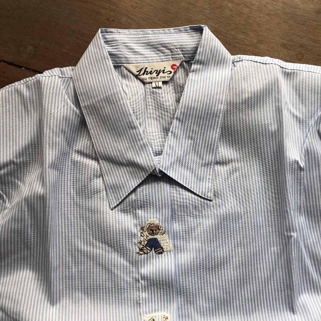 camisa navy listrada azul clara | tam XL | Shopee Brasil