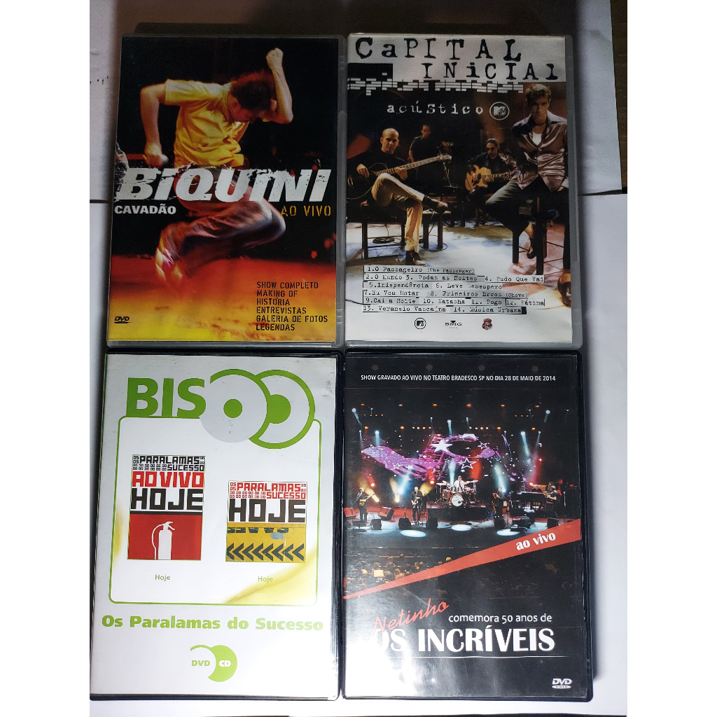 kit 4 dvds de Rock nacional (dvd Biquini cavadão ao vivo dvd Capital inicial acustico mtv dvd Os ...