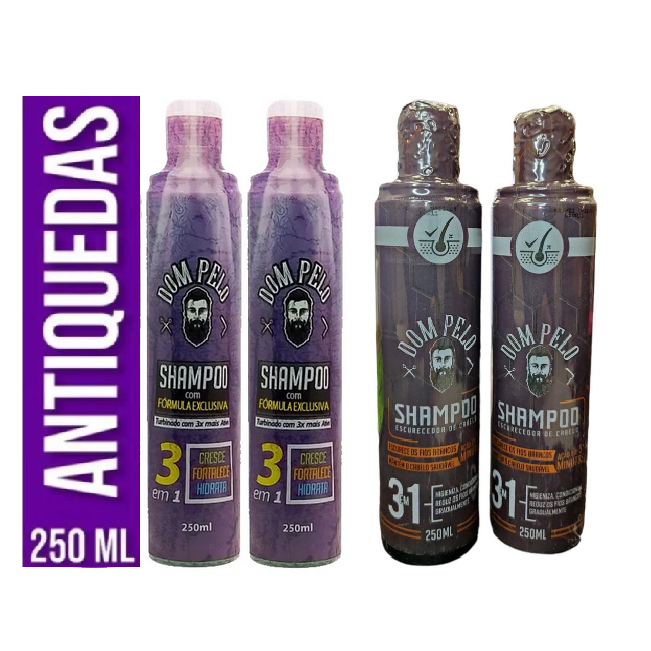 Kit 4 Shapoo Escurecedor + Fortificante 3 em 1 250ml D. PELO | Shopee ...