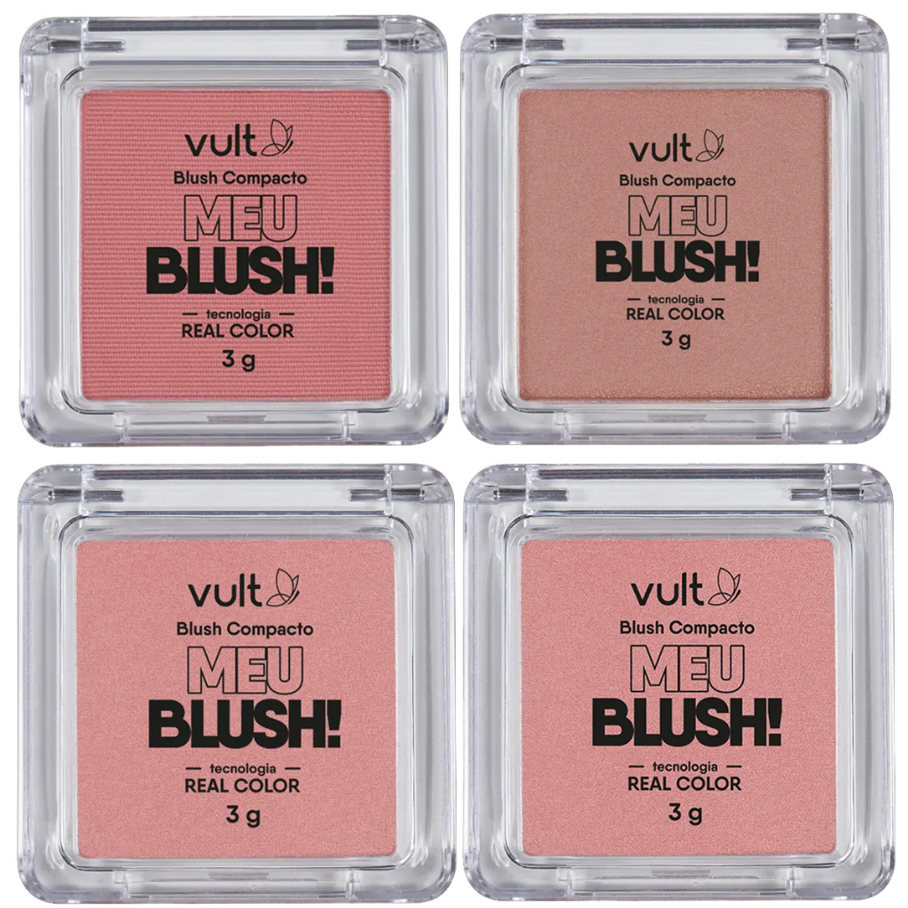 Blush Compacto Vult Meu Blush! Rosa Perolado, Golden Perolado, Rosa Matte, Malva Matte 3g ...