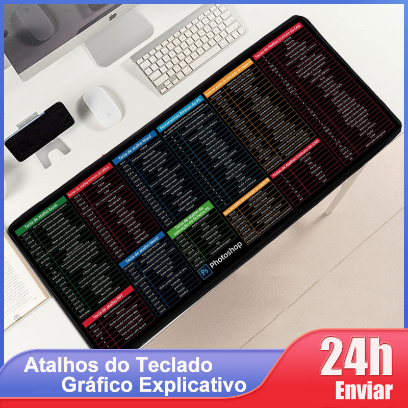 Teclado De Computador Descrição Da Tecla De Atalho Mouse Pad 90x40cm ...
