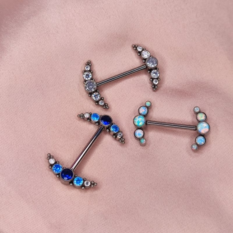 piercing de mamilo cluster zircônias titânio 2unidades | Shopee Brasil