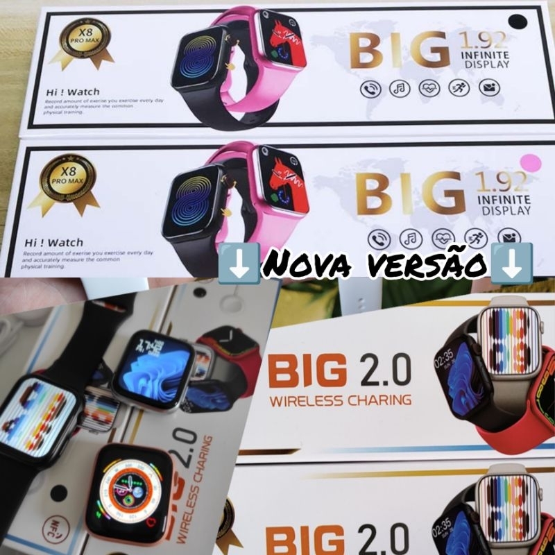 X9 Smartwatch Big 2.0 Faz e Recebe Chamada,Tela 2.0HD, Atualizado ...