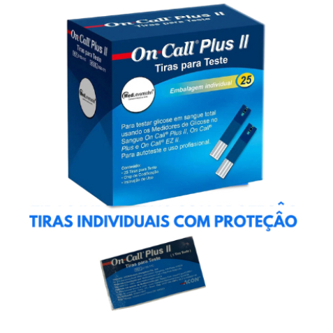 Tira de Glicemia Para Teste de Glicose On Call Plus II 25 Unidades ...