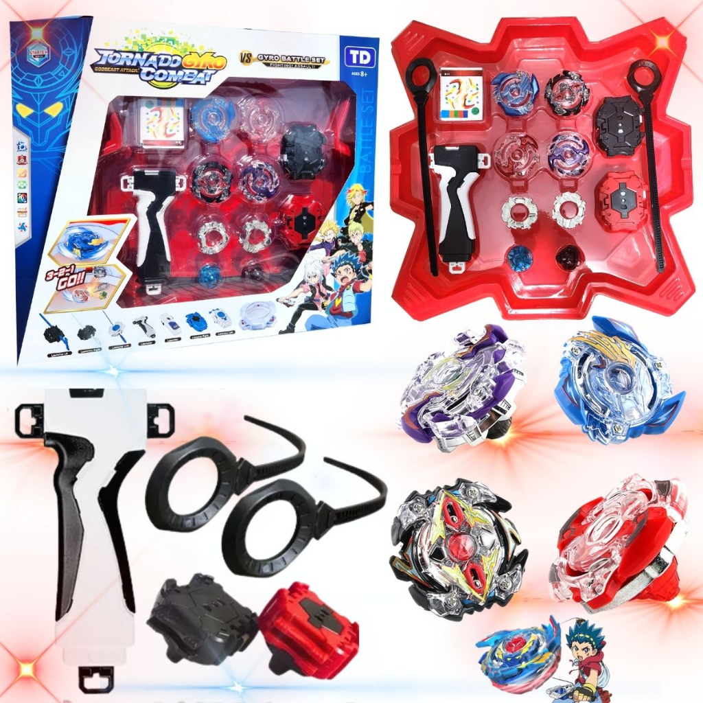 Kit Beyblade 4 In 2+2 Lançadores + ARENA Promoção Envio Rápido | Shopee ...