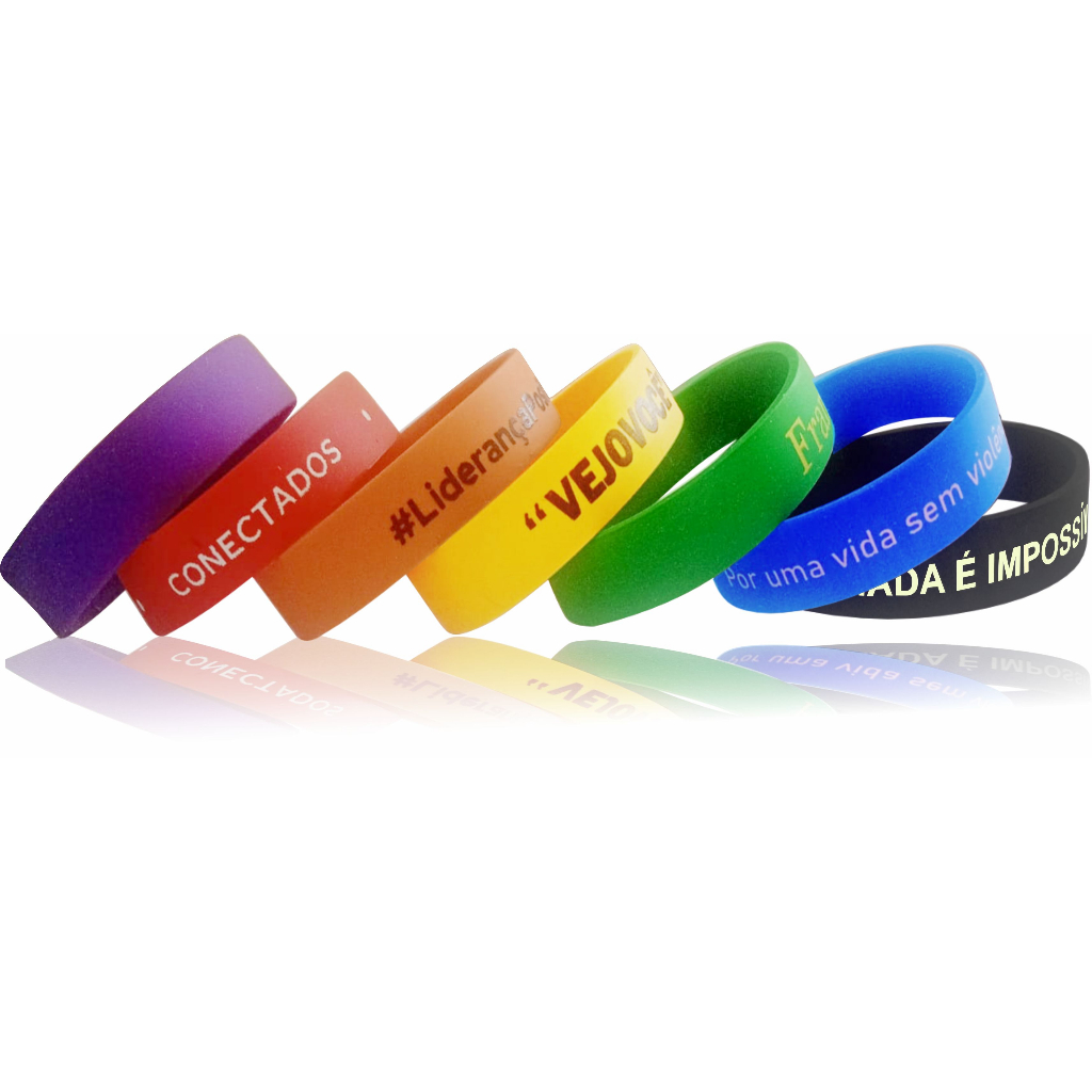 Pulseira silicone Kit 30 unids personalizado com sua frase e logo 1cor ...