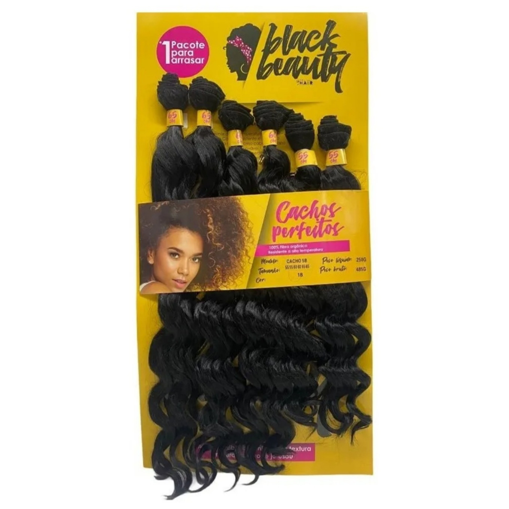 Cabelo orgânico cacheado 5b cor 1B preto 250g 65cm cachos perfeitos ...