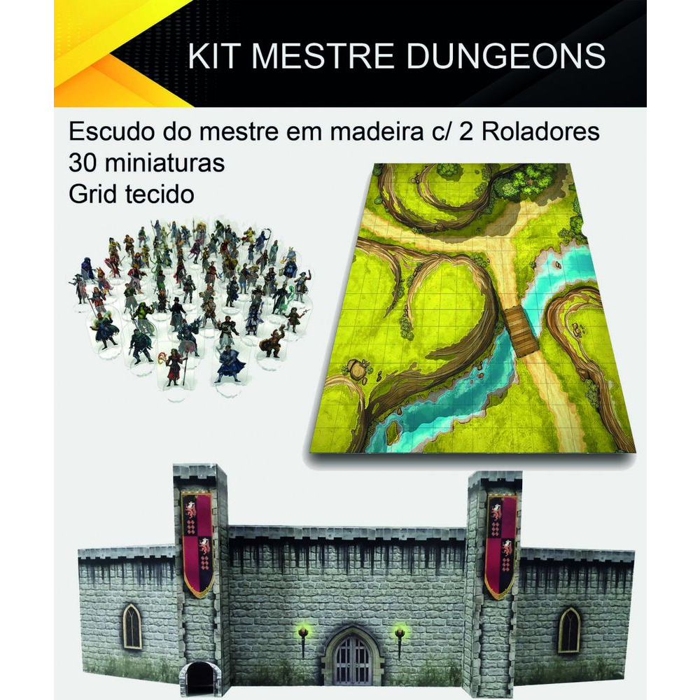Kit Mestre RPG Dungeons and Dragns 30 miniaturas + Escudo de madeira ...