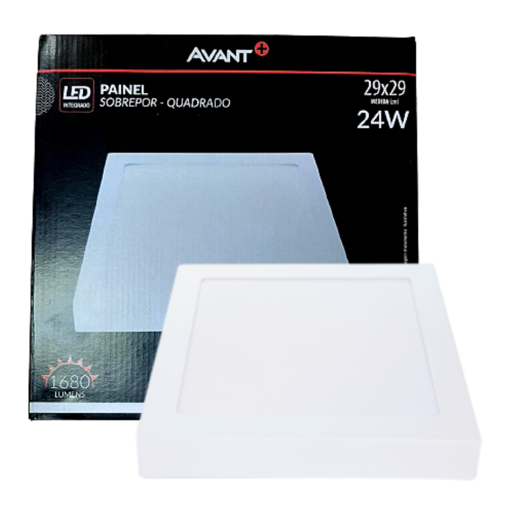 Painel Plafon Led 24w Quadrado Sobrepor Branco Frio 29x29 Avant 6500k ...