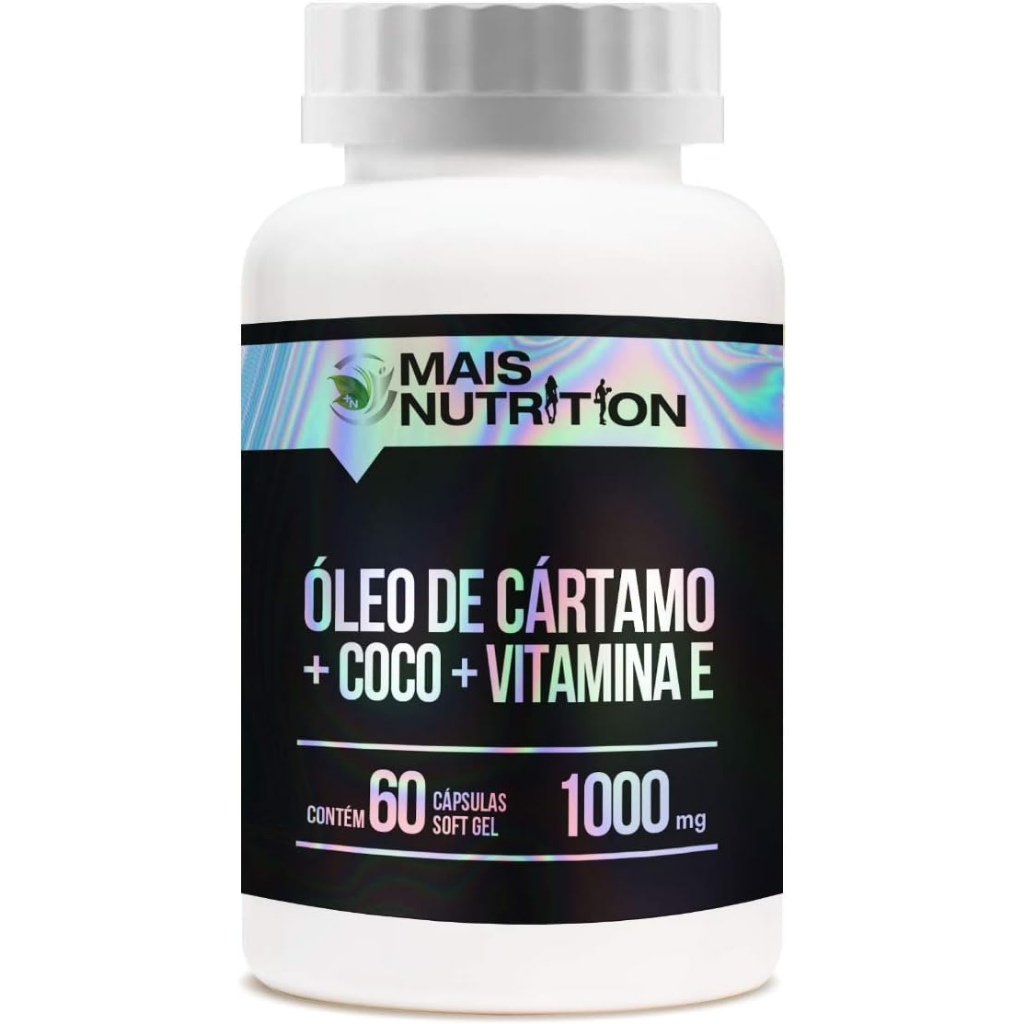 ÓLEO DE CÁRTAMO + ÓLEO DE COCO + VITAMINA E - 60 CÁPSULAS MAIS ...