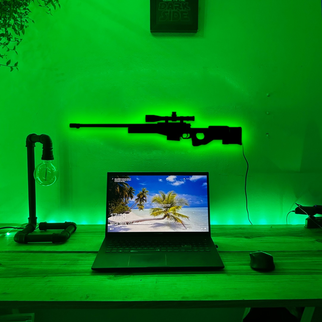 Luminária Quadro Decorativo Gamer com LED RGB (16 cores) com Fonte 12v ...