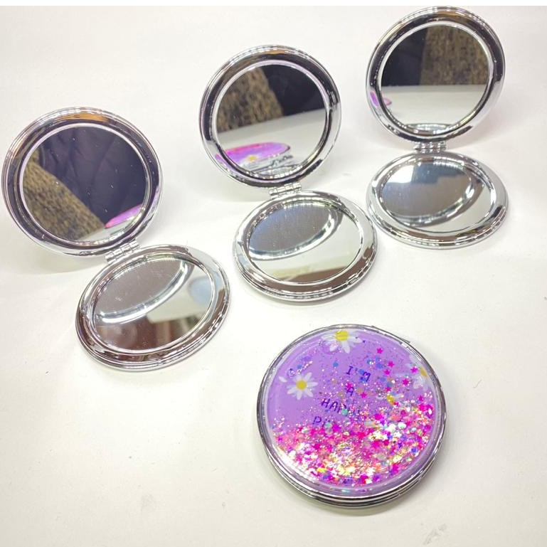 Espelho para Bolsa com Glitter e Água - Redondo - Espelhinho Brilho Brilhante Purpurina para ...