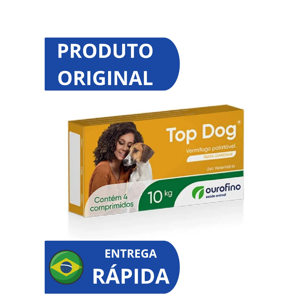 Vermifugo Top Dog 10Kg para Cães - 4 Comprimidos - ORIGINAL | Shopee Brasil