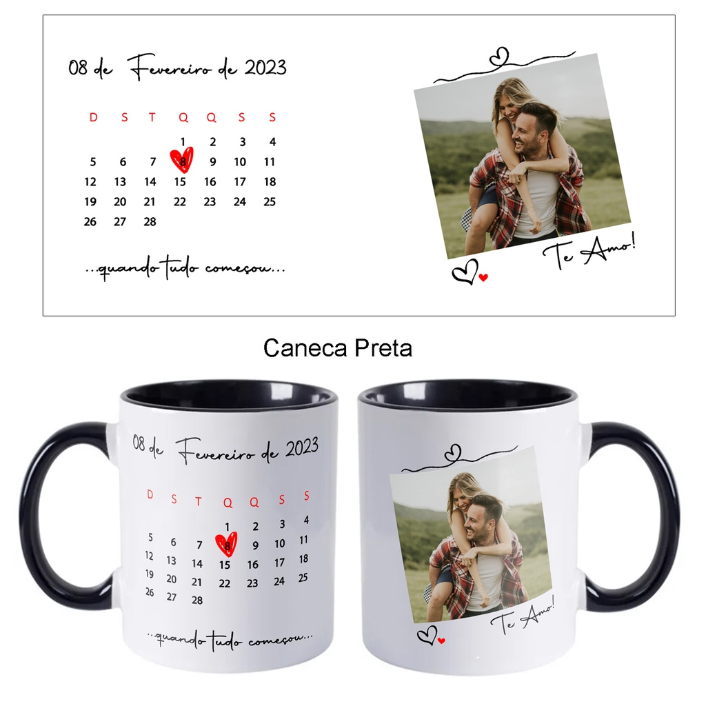 Caneca Calendario Namorados Personalizada - Com Foto e Data | Shopee Brasil