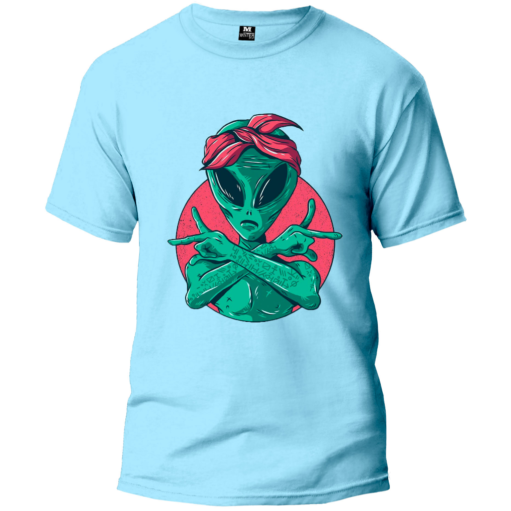 Camisa Alien Gangsta Camisa Manga Curta 100% Algodão Fresquinha ...