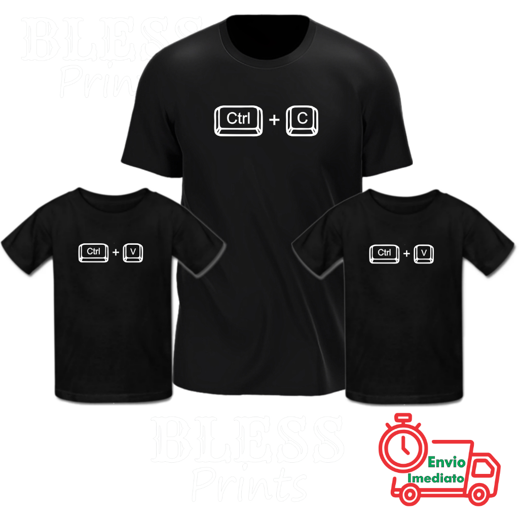 Kit 3 Camisetas Ctrl-C Ctrl -V Pai e Filho (a) Mãe e Filho (a) | Shopee ...