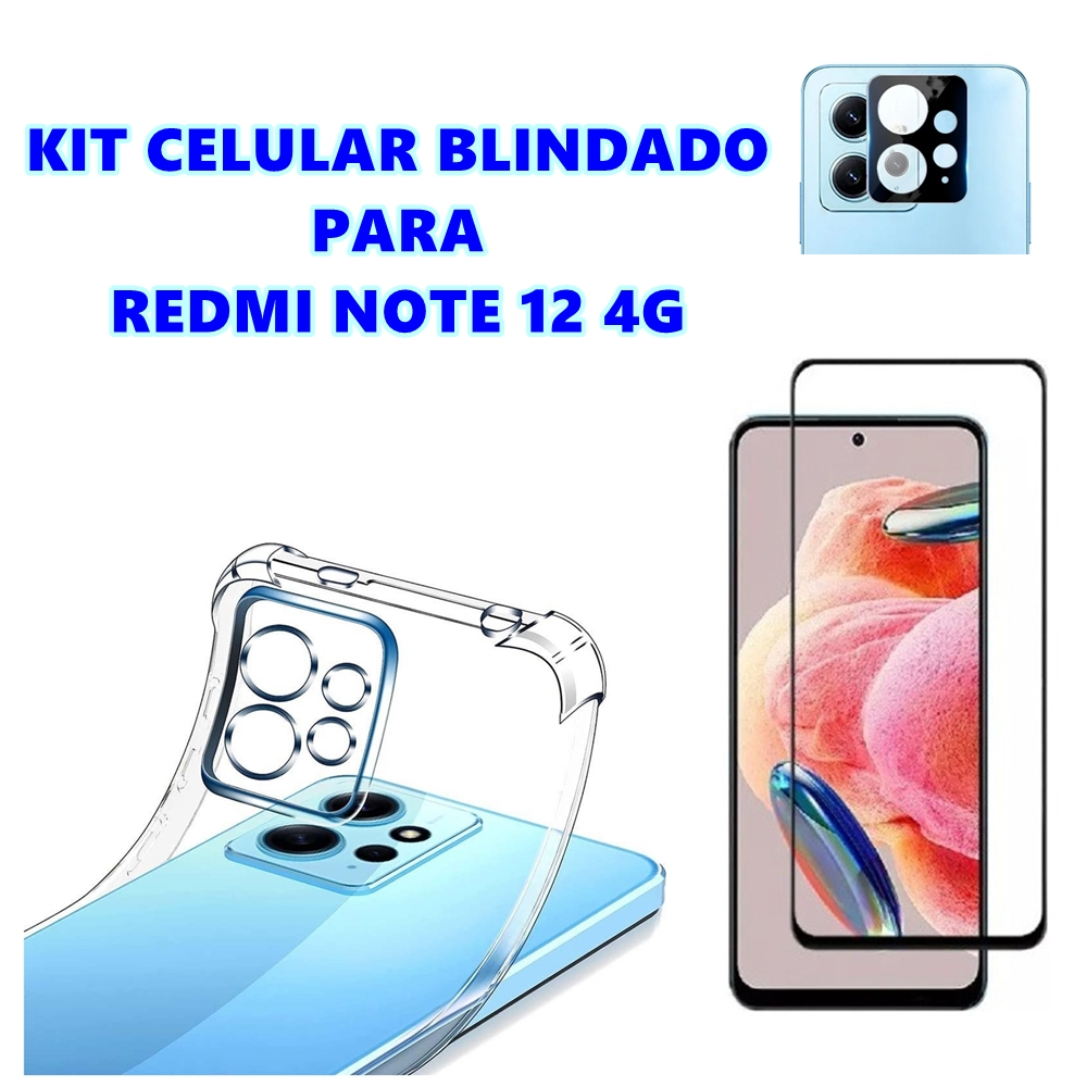 Kit Blindado Redmi Note 12 4G Capa Anti Impacto De Silicone Com Borda ...