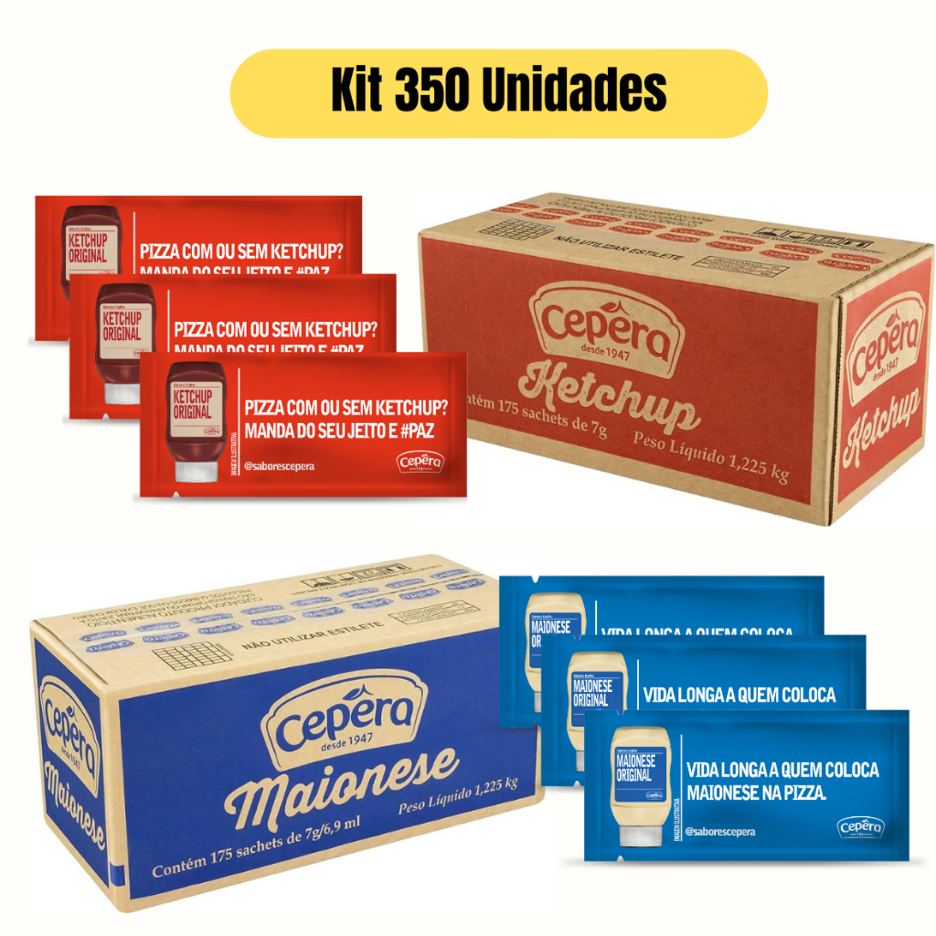 Kit Ketchup sache Cepera c/ 175 uni de 7g e Maionese sache Cepera c ...