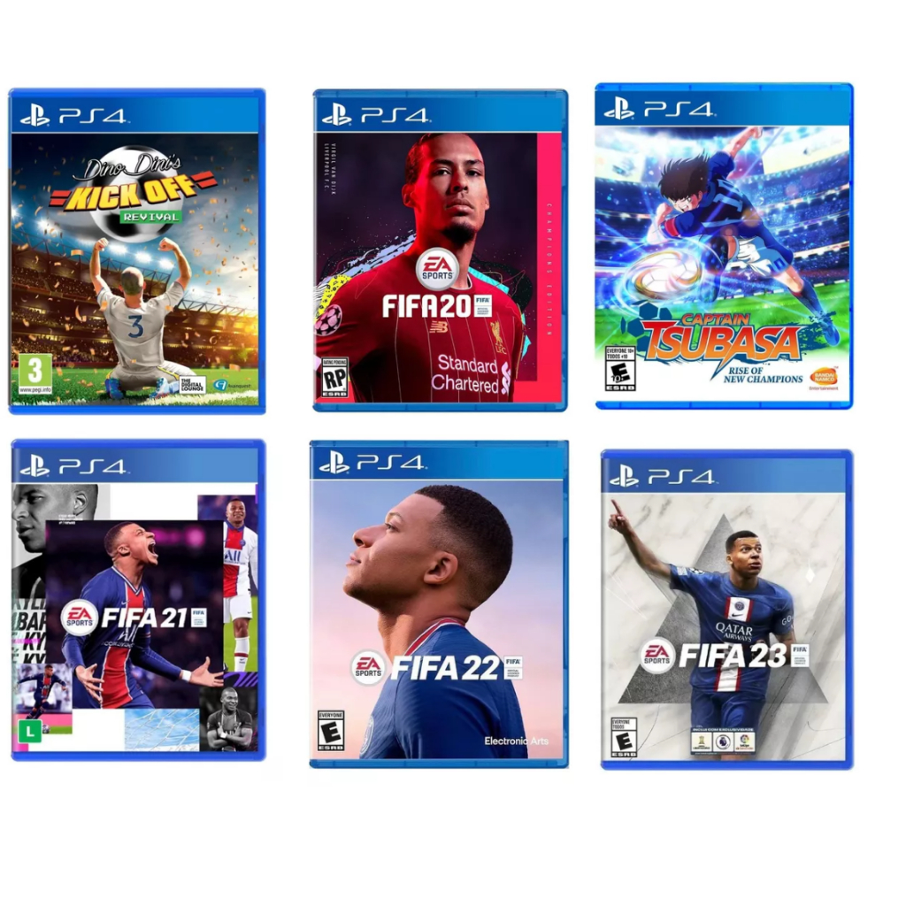 Kit 6 Jogos Fifa 20 21 22 23 Futebol Dino Dinis e Captain Tsubasa Shopee Brasil