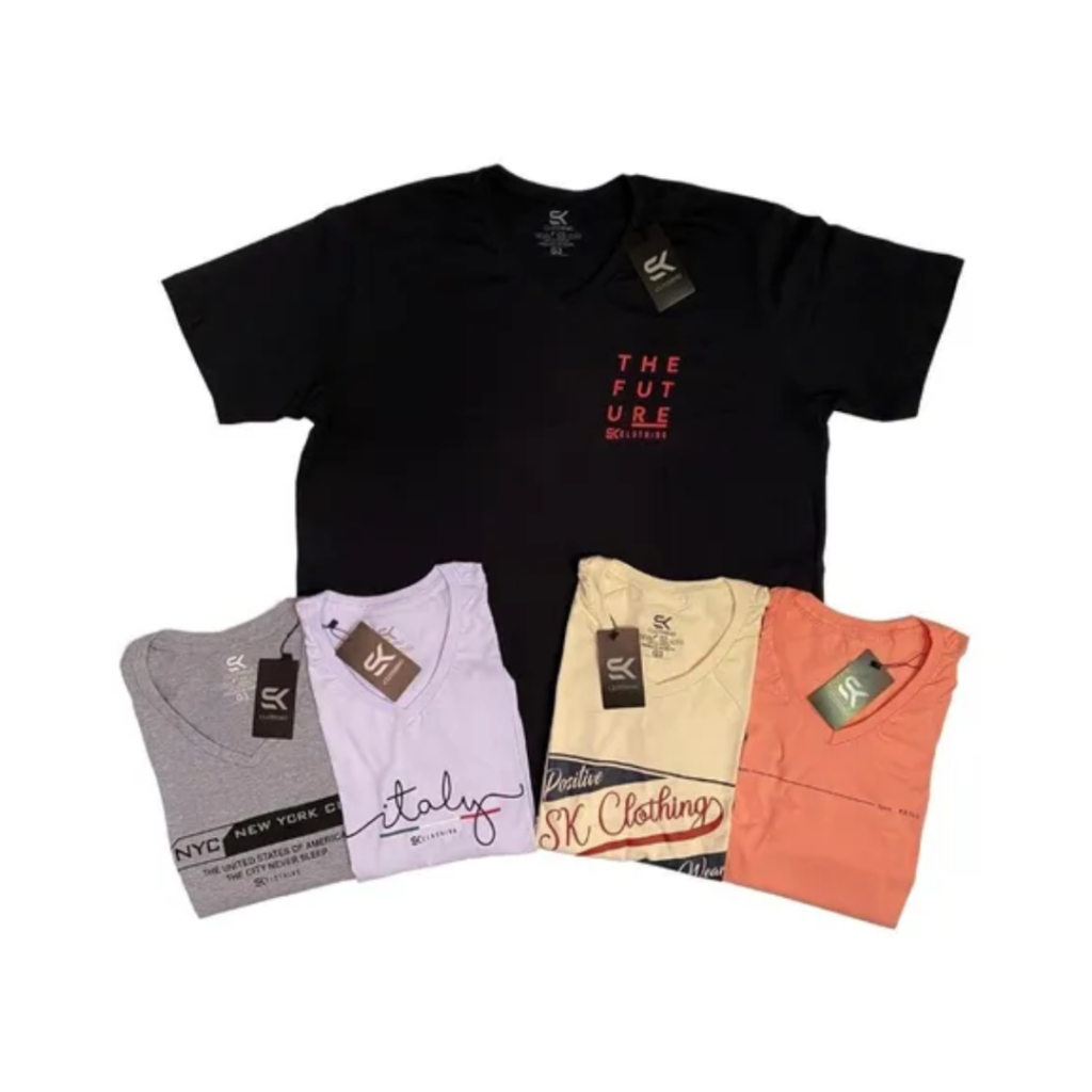 Kit 5 Camiseta Camisa Plus Size Masculina G1 A G6 Gola V Envio do ...