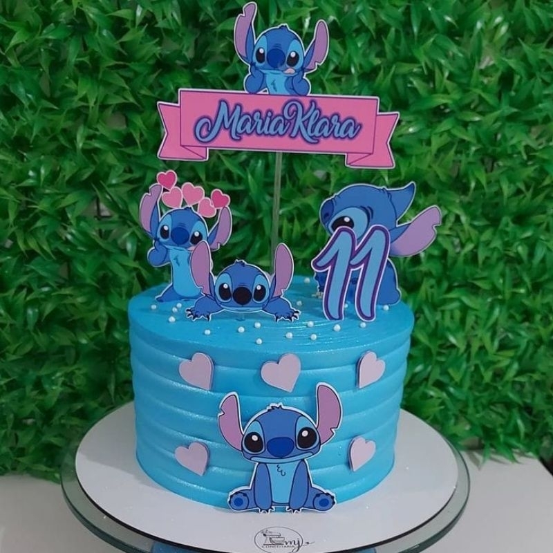 Topo de Bolo Lillo Stitch Personalizado com nome e idade que devem ser ...