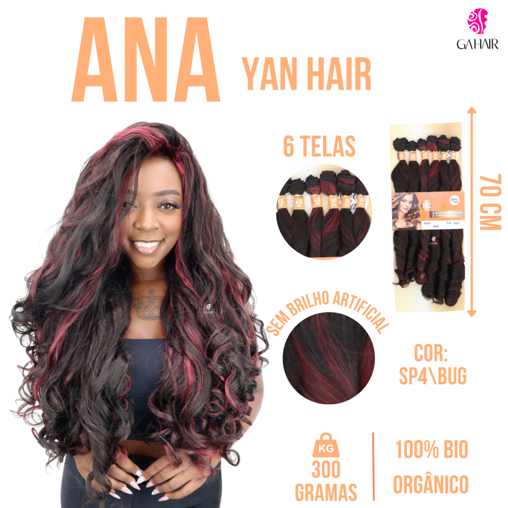 Cabelo 100% Bio Organico Ana Liso Ondulado 280Gr Fibra Premium +Yan ...