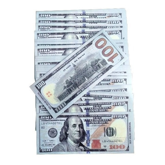 Nota Fake 100 Dolar Tamanho Real Kit Com 100 Unidades Cedula ...