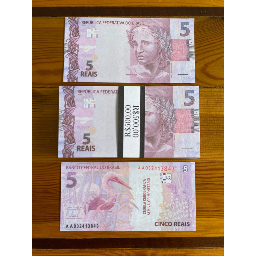 Nota 5 reais tamanho real kit com 100 Notas fake realista | Shopee Brasil