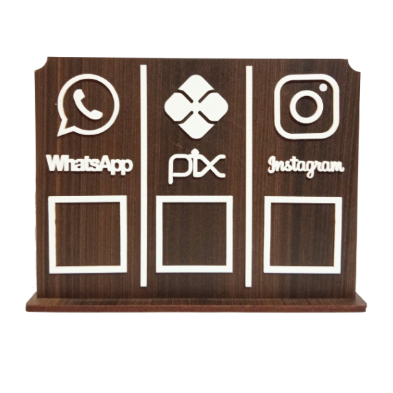 Placa Pix 3 QR CODES MDF Escura | Shopee Brasil