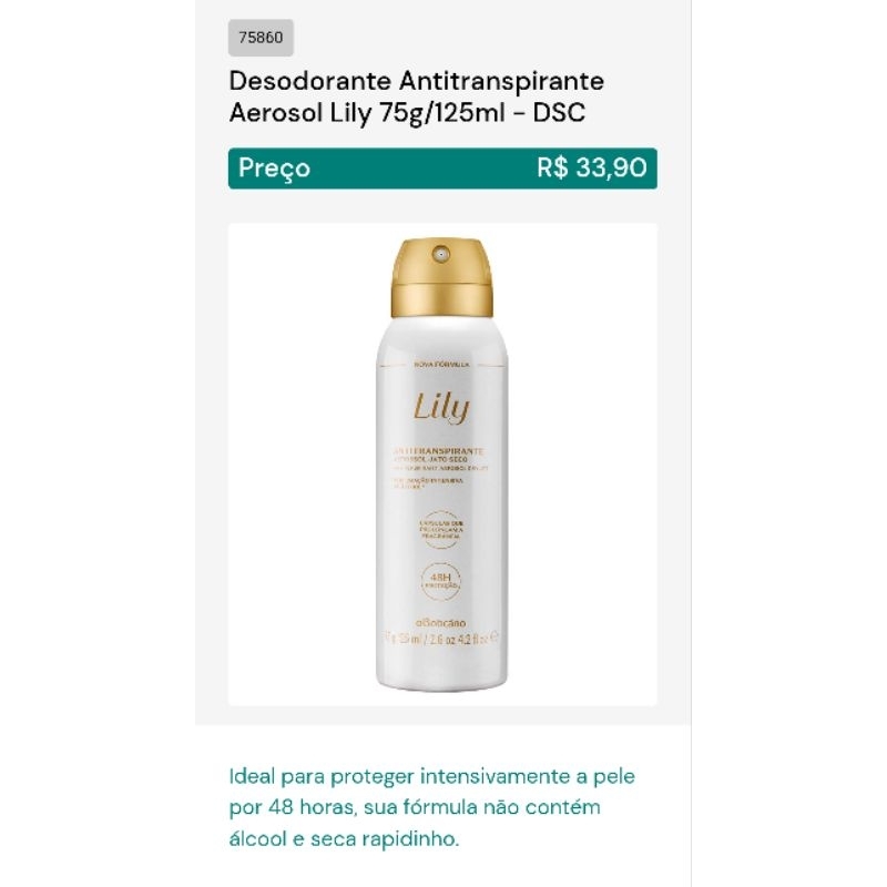 Linha Lilly O boticário, Kit, desodorante aerossol lilly, loção ...