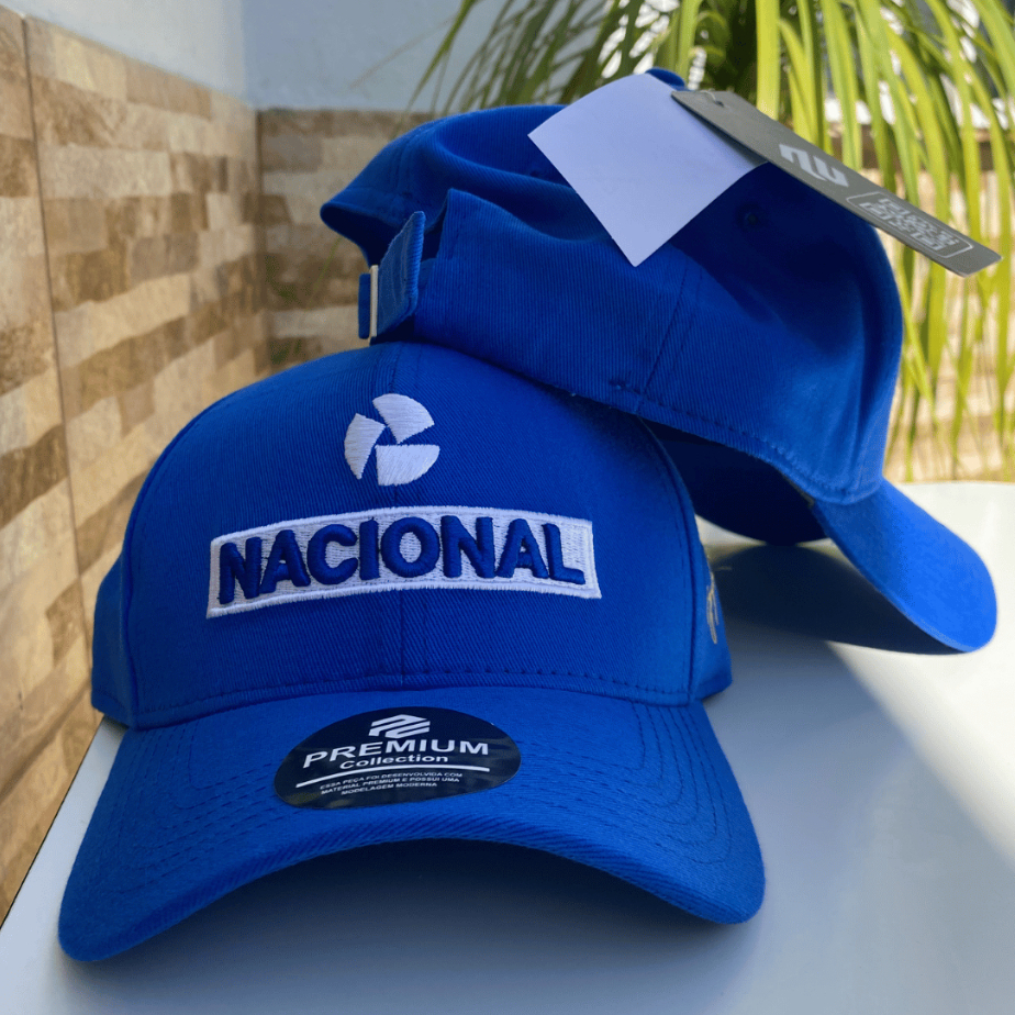 Boné Nacional Ayrton Senna Azul Aba Curva Formula 1 Barato Venda Rápida ...