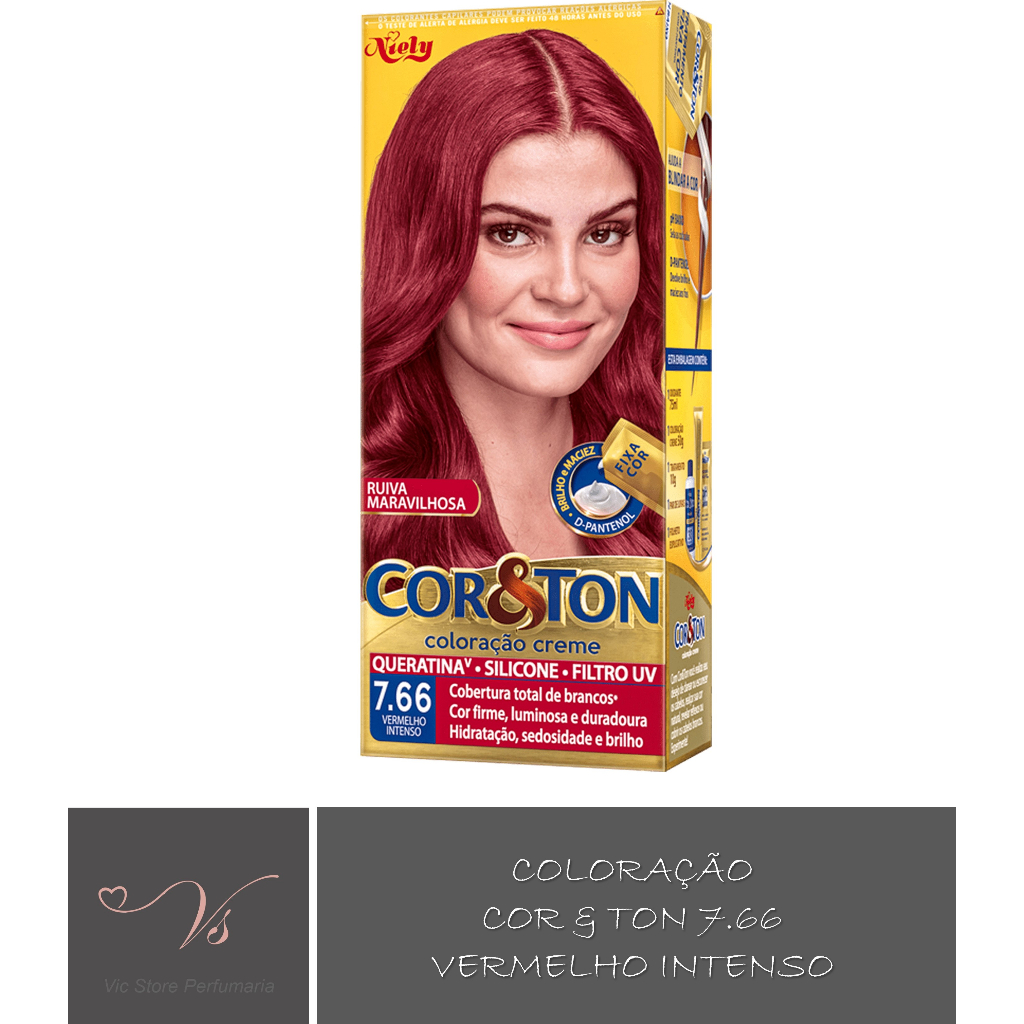 Coloração Cor & Ton 7.66 Vermelho Intenso | Shopee Brasil
