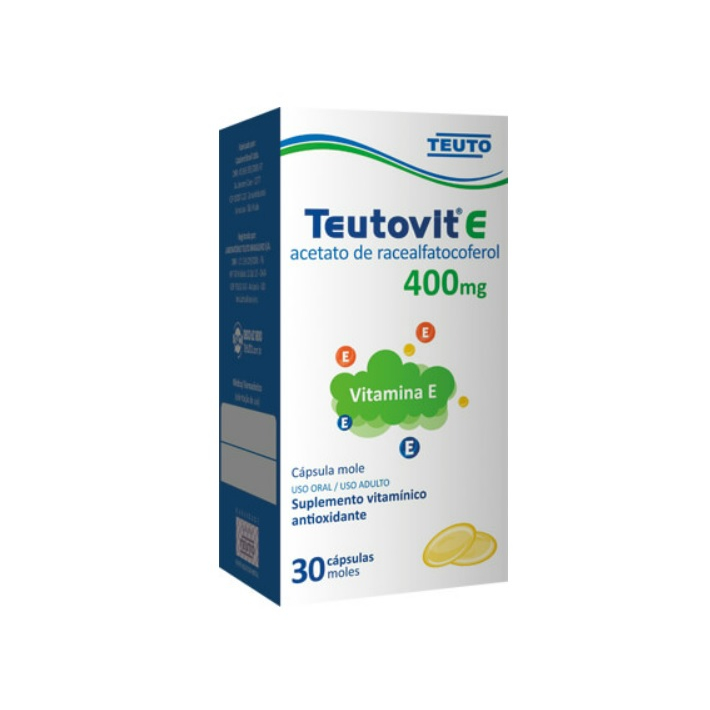 Vitamina E 400 mg Antioxidante 1 Cápsula Ao Dia TEUTO 30 Cápsulas ...