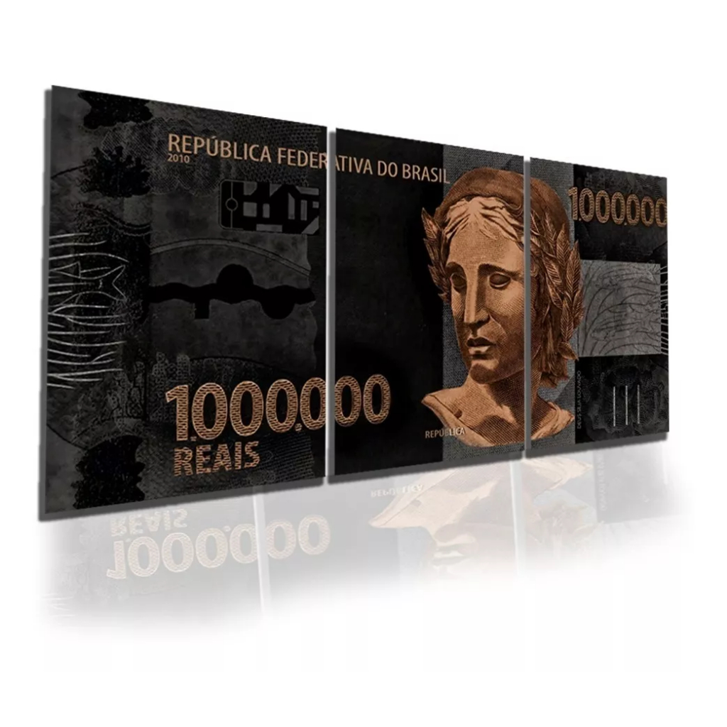 Quadro Decorativo 3 Peças Motivacional Sala Quarto Nota De 1 Milhão de ...