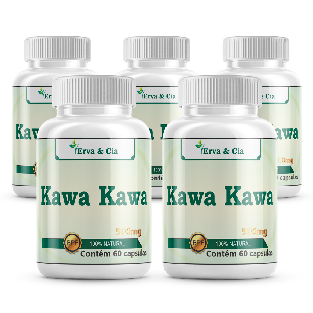 Kava Kawa Cápsulas 500mg 5 Frascos 100% Puro | Shopee Brasil