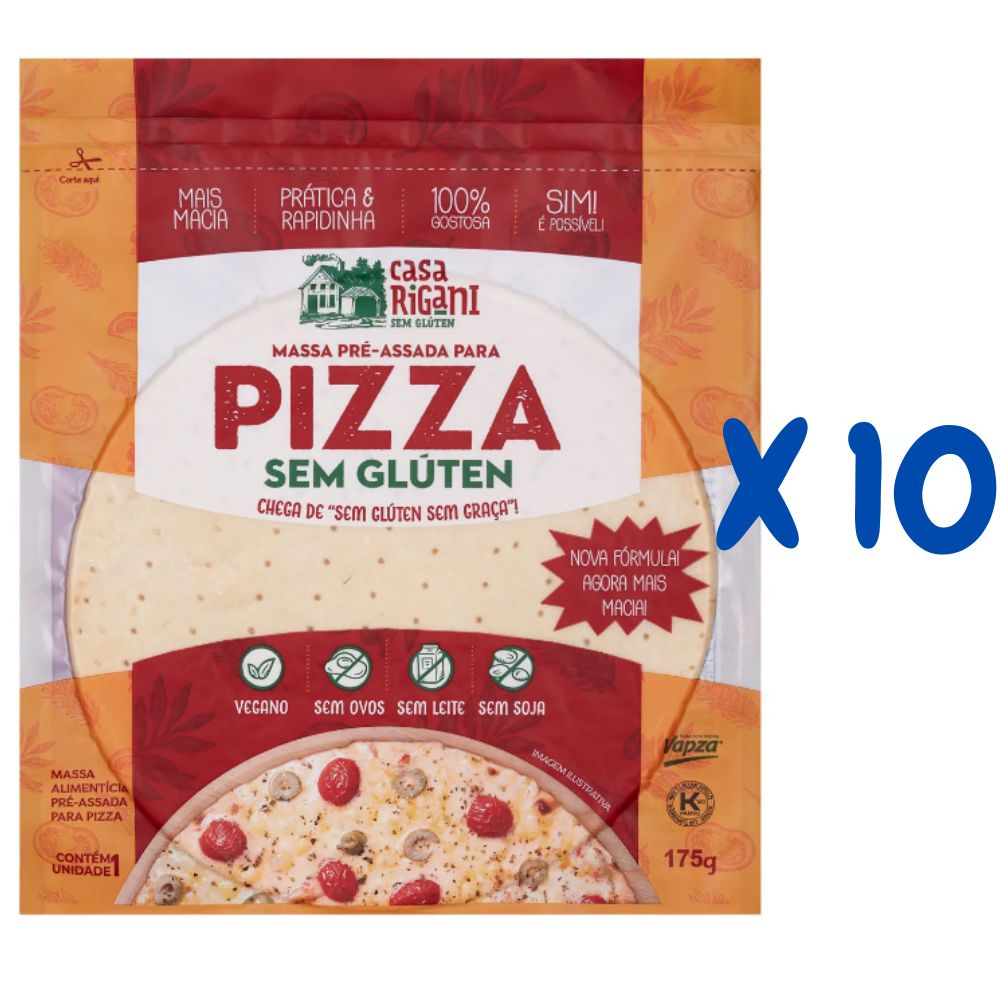 Massa de Pizza Sem Glúten Sem Lactosec APLV Casa Rigani Kit com 10 ...