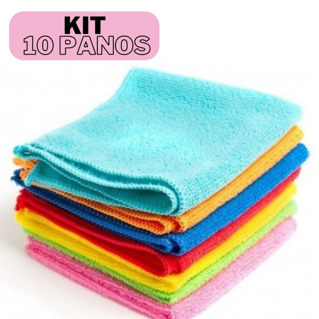 Kit 10 Panos de Microfibra 30x30cm para Limpeza Geral | Shopee Brasil