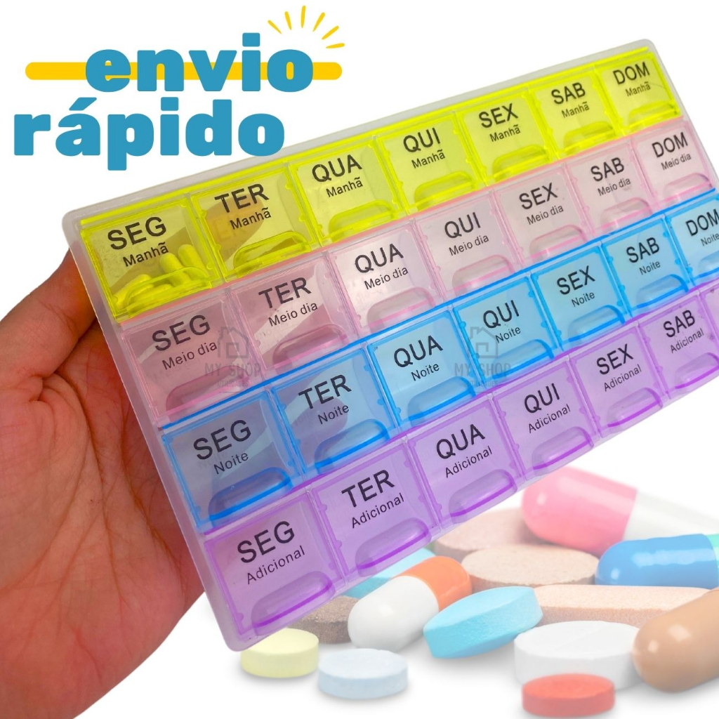 Porta Comprimido Semanal Remédios Vitaminas Organizador | Shopee Brasil