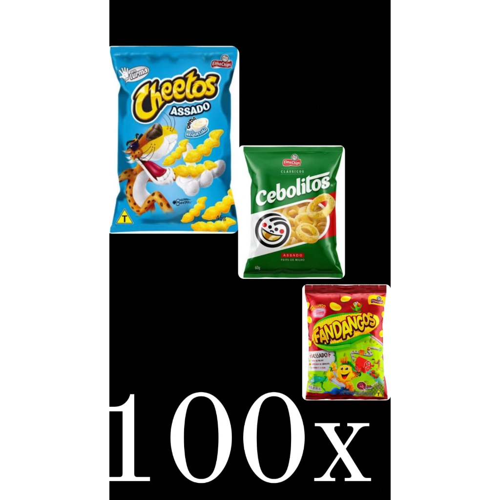 Kit com 100 Salgadinhos ELMA CHIPS 22g Sortidos | Shopee Brasil