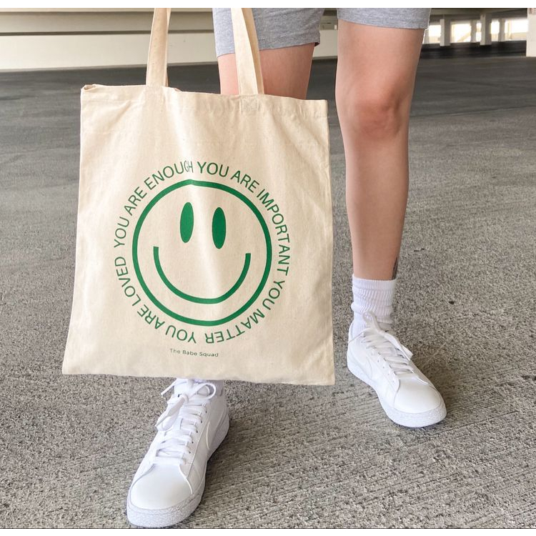 Ecobag Smile verde bolsa,sacola ecológica,escola,faculdade, curso ...
