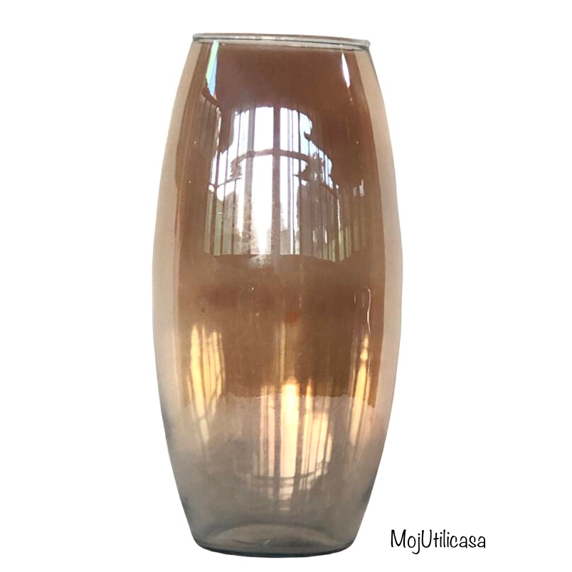 Vaso de Vidro Romulo Decorativo na cor Âmbar 29cm para Flores Boleado ...
