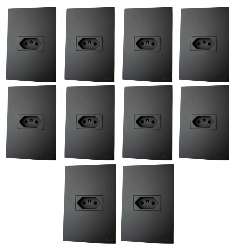 10 Tomadas Preto Fosco 10A 4x2 Blux Recta Black Satin Fosco Tomada Fosca Preta | Shopee Brasil