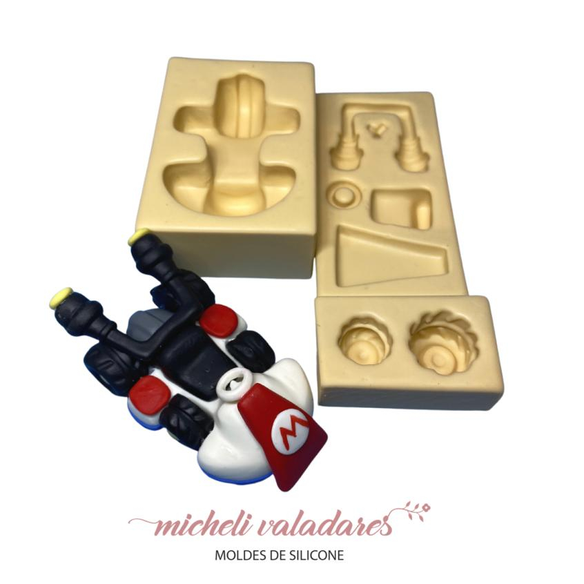 Molde de Silicone para Artesanato Carrinho Kart Mário Game - 7 cm ...