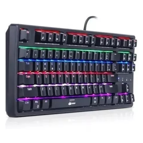 TECLADO GAMER KNUP MECÂNICO KP-TE107 LED RGB | Shopee Brasil