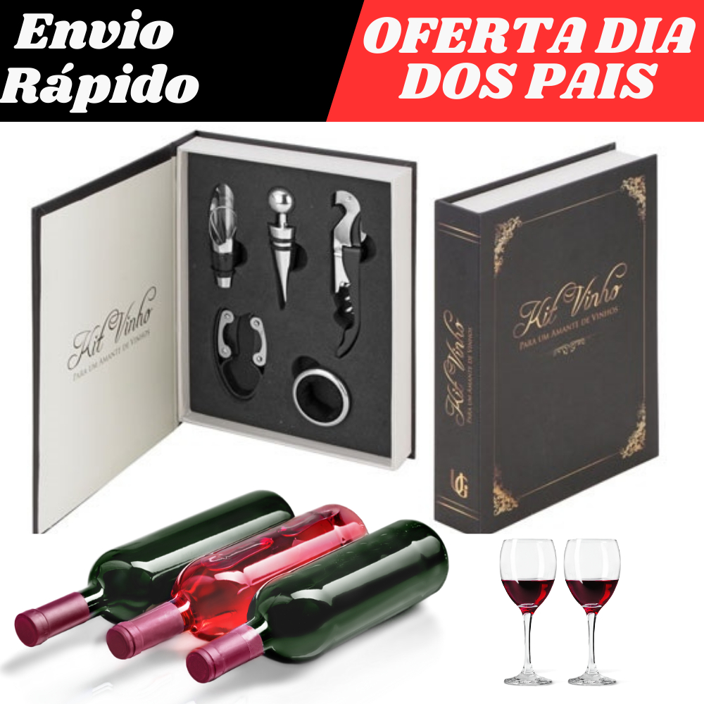 Kit de Vinho 5 Peças: Desfrute a Excelência do Vinho, Abra, Sirva e ...