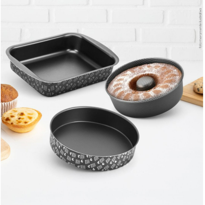 KIT ASSADEIRAS ANTIADERENTES - FORMA DE BOLO; ASSADEIRA RETANGULAR ...